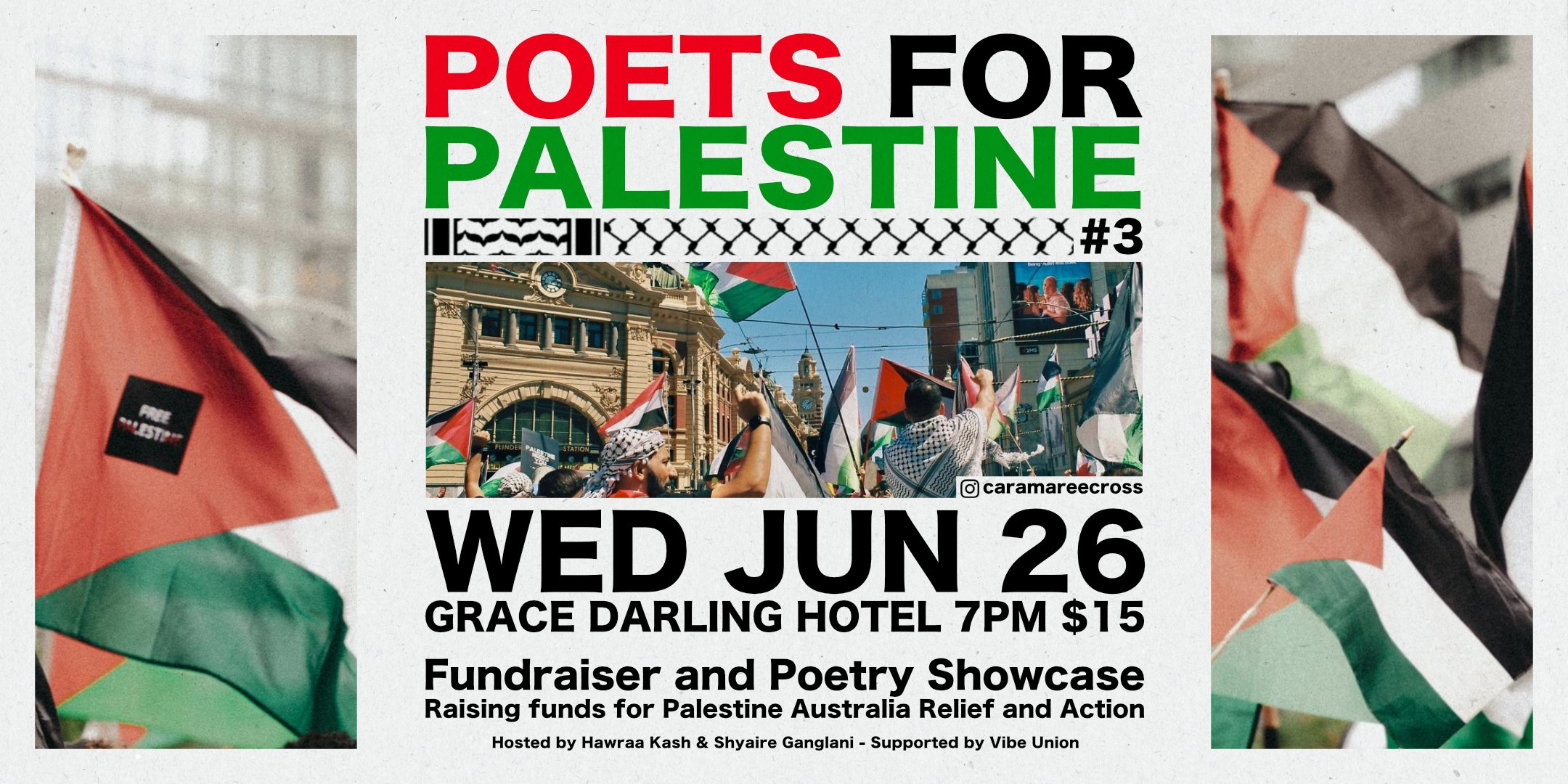 Poets for Palestine #3: Poetry Showcase and Fundraiser - 3ZZZ